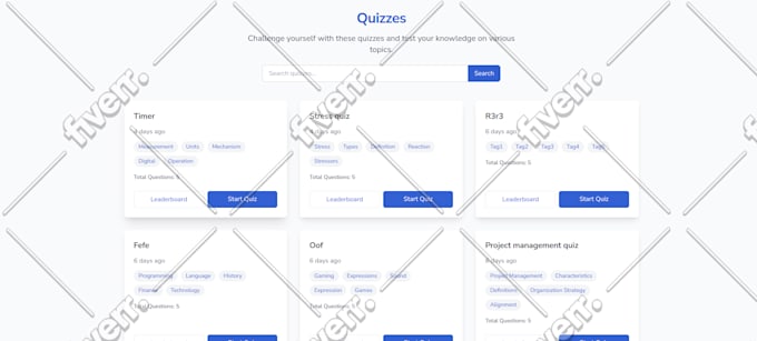 Develop quiz website with admin dashboard by Kiranpalsingh | Fiverr